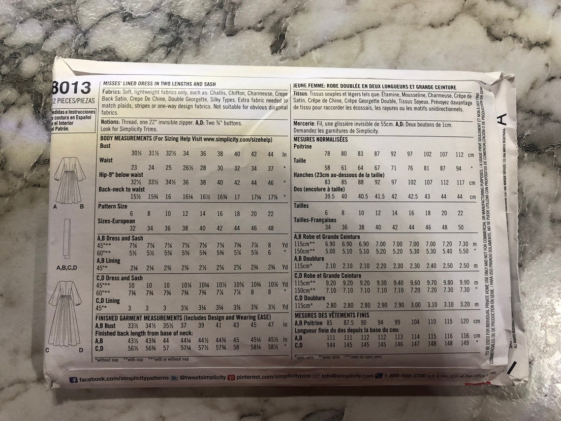 8013 Simplicity 1970s Vintage Pattern Misses Lined Dress in Two Lengths ...