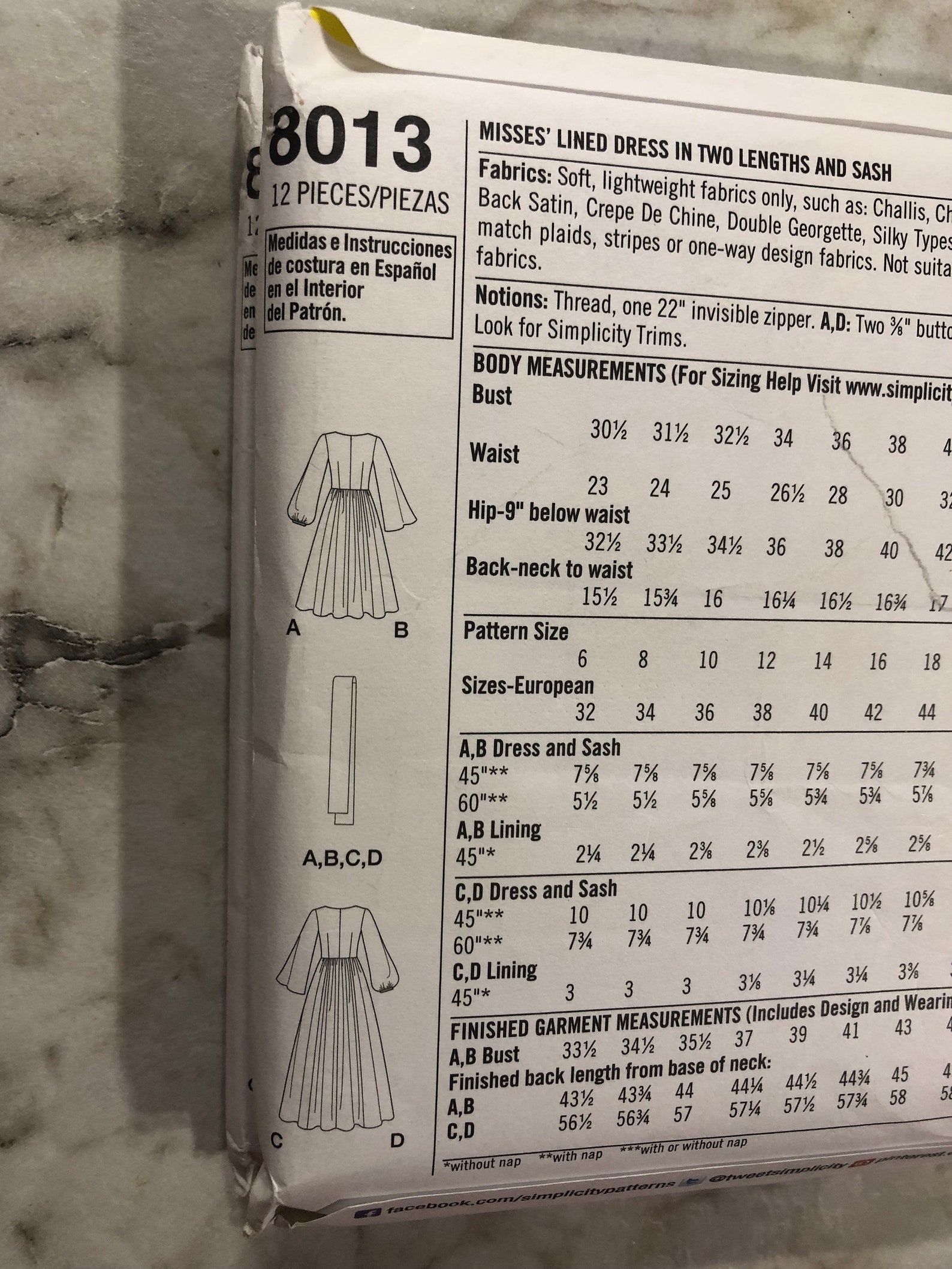 8013 Simplicity 1970s Vintage Pattern Misses Lined Dress in Two Lengths ...