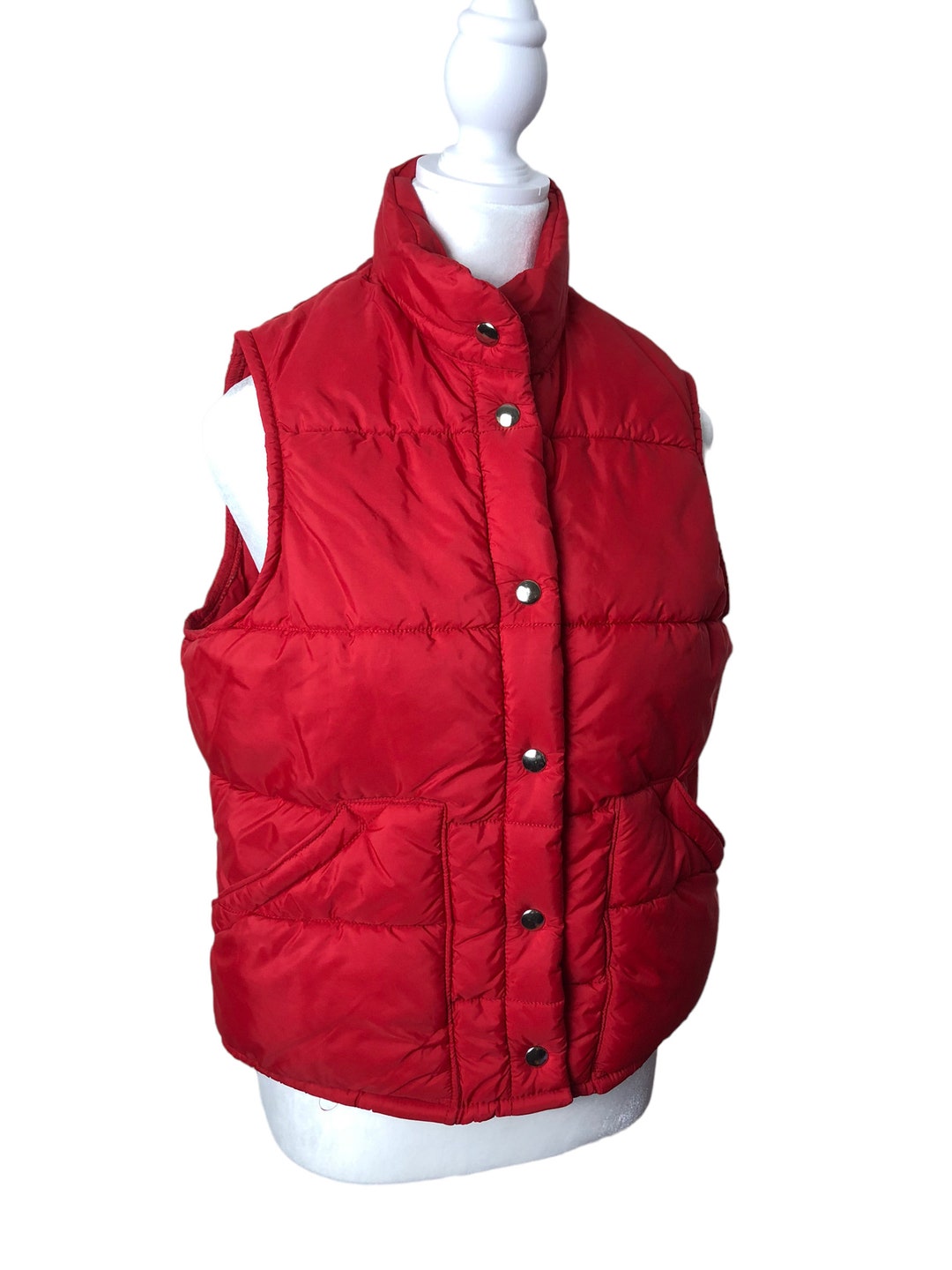 Vintage Llbean Red Puffer Snap Vest - Etsy