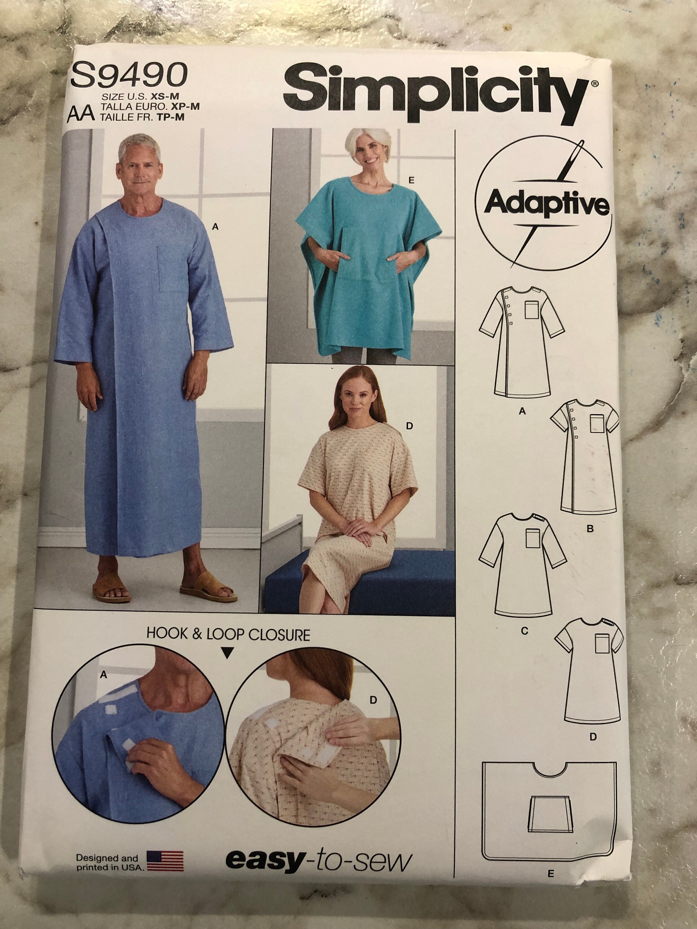 S9490 Adaptive Easy to Sew Unisex Recovery Gowns and Bed Robe 12pc ...