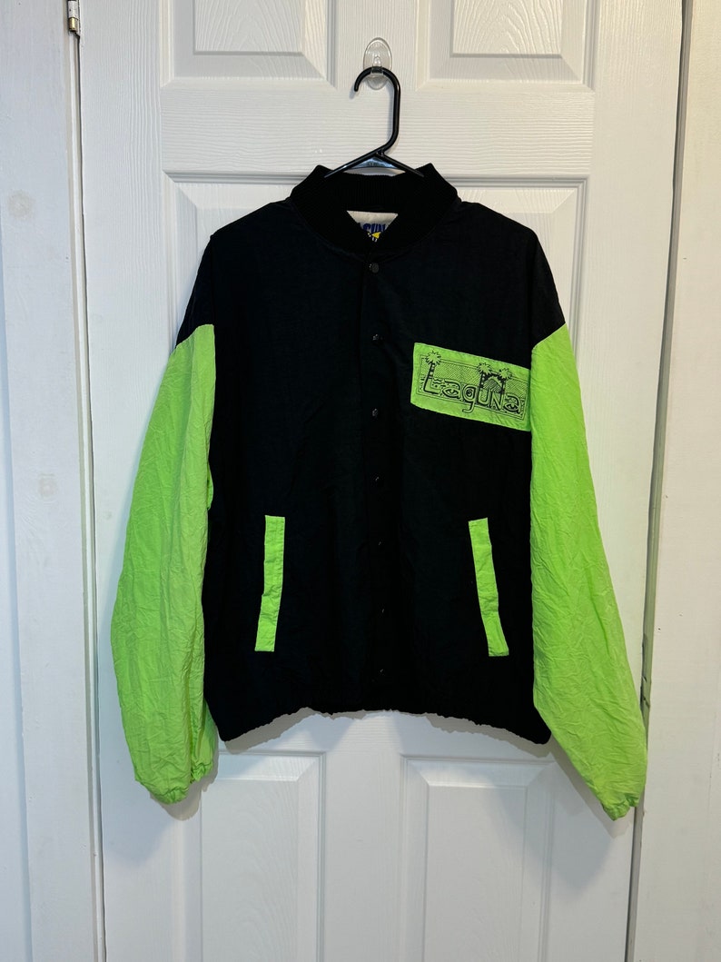 Laguna Neon Green & Black Vtg Windbreaker 1990s - Etsy