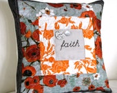 Items similar to faith inspirational quilted pillow, decorative pillow cover, 12" X 12" accent ...