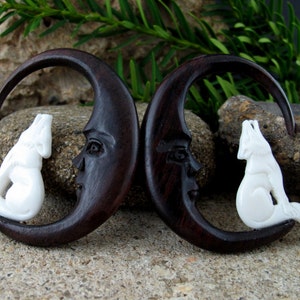 10G (2.5mm), Tribal Gauge, Howling Wolf and Crescent Moon , Body ...