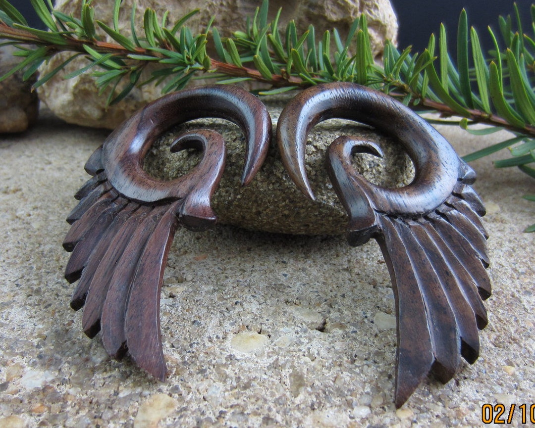 6G - 4mm Angel Wing Gauges, ,seraphim Wood Gauge, Organic Gauge, Body ...