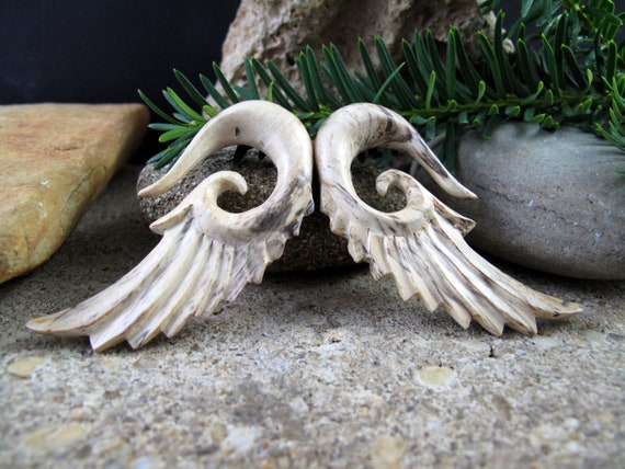 One pair of wooden angel wing gauge 12 mm tamarind wood | Etsy