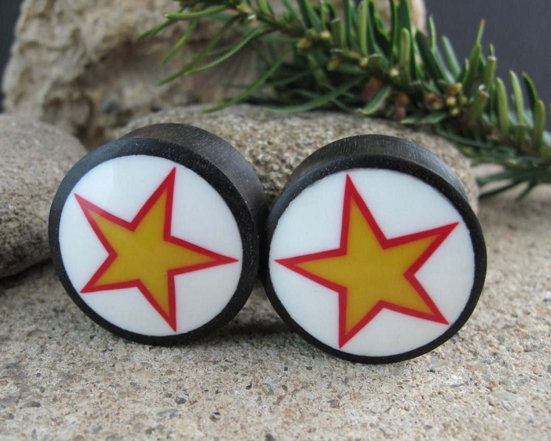 One Pair of 30mm-1.18 Inch Large Star Plug, Arang Wood, Body Jewelry ...