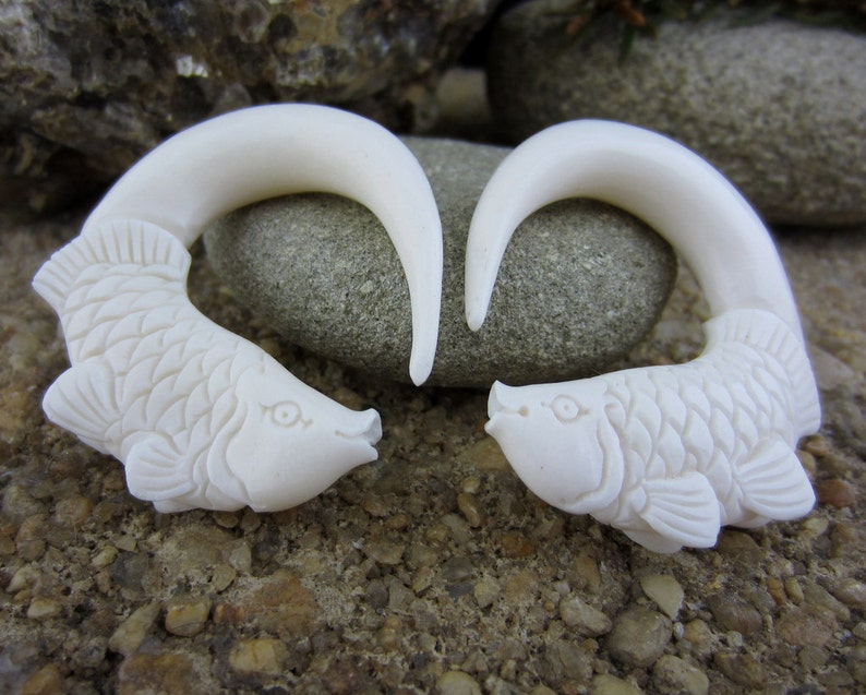 One Pair of 2G 6 Mm Pair of Buffalo Bone Ear Gauge Fish - Etsy