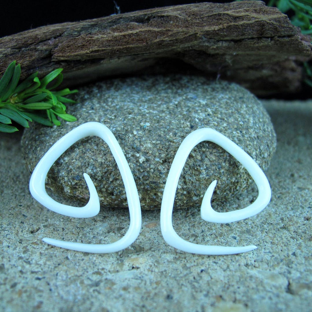 One Pair of 10G Excellent Buffalo Horn Triangle, , Organic Ear Gauge ...