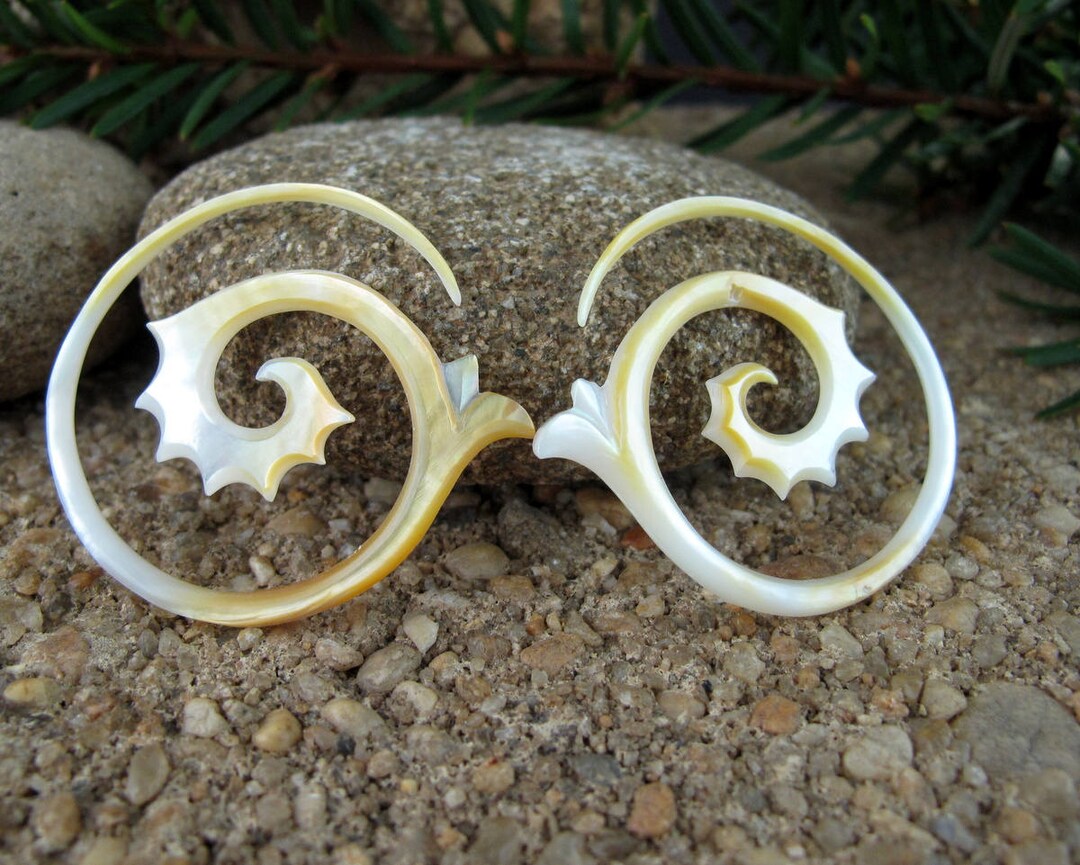 Pair of 10G Carved Spiral Gauge,large Spiral, Wedding Gauge, Tribal ...