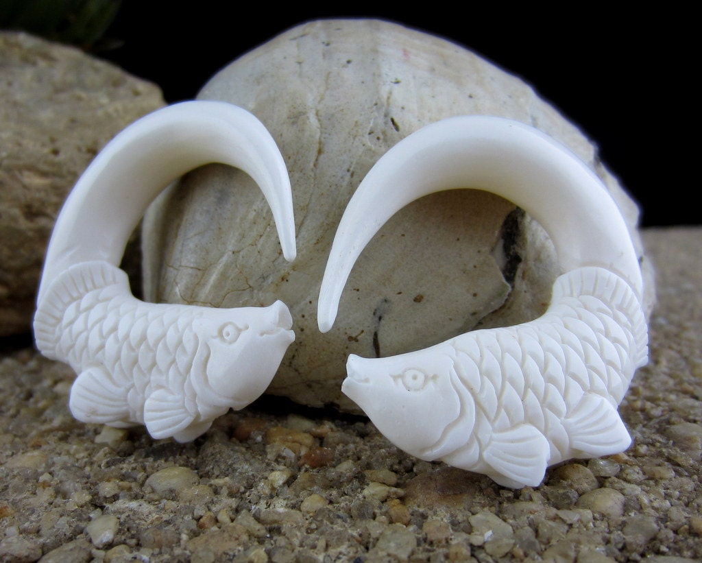 One Pair of 2G 6 Mm Pair of Buffalo Bone Ear Gauge Fish - Etsy