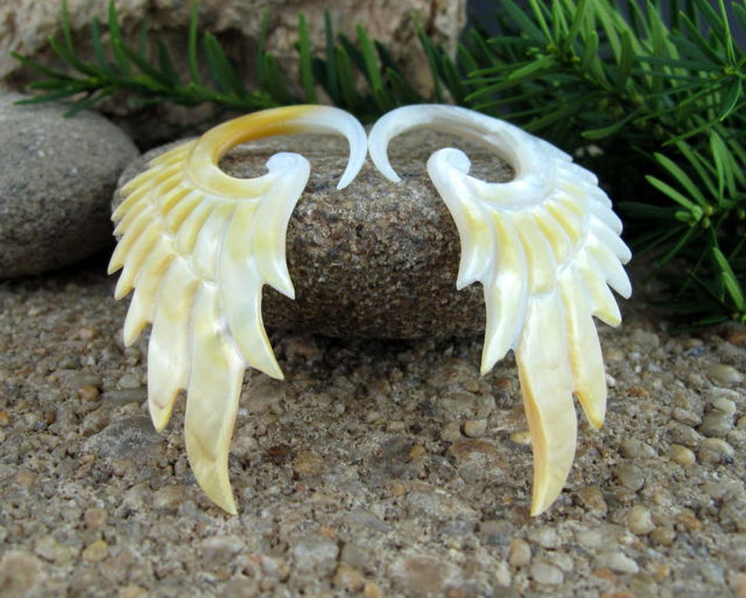 10G (2.4 Mm) Yellow Mother of Pearl , Wing Gauge , Seraphim Gauge ...