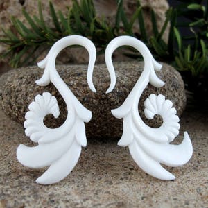 One Pair of 8G-3.2 Mm Tribal Ear Gauge ,carved Buffalo Bone Organic ...