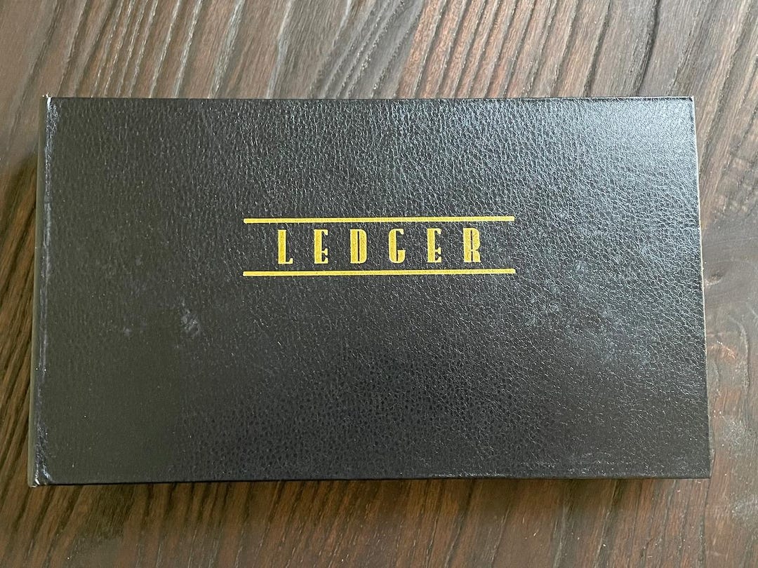 Vintage Ledger Book in Black and Gold Accounting Debits Credits Junk ...