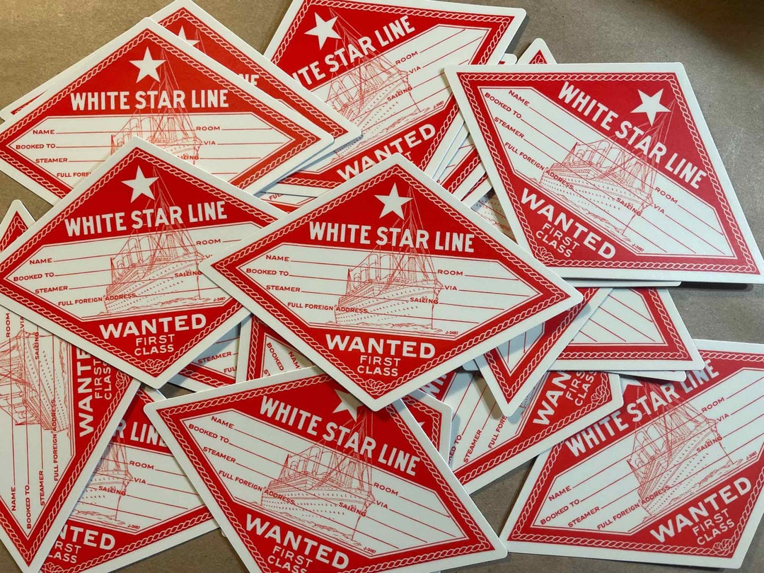 Large 6" White Star Line Sticker - Titanic First Class Luggage Label ...