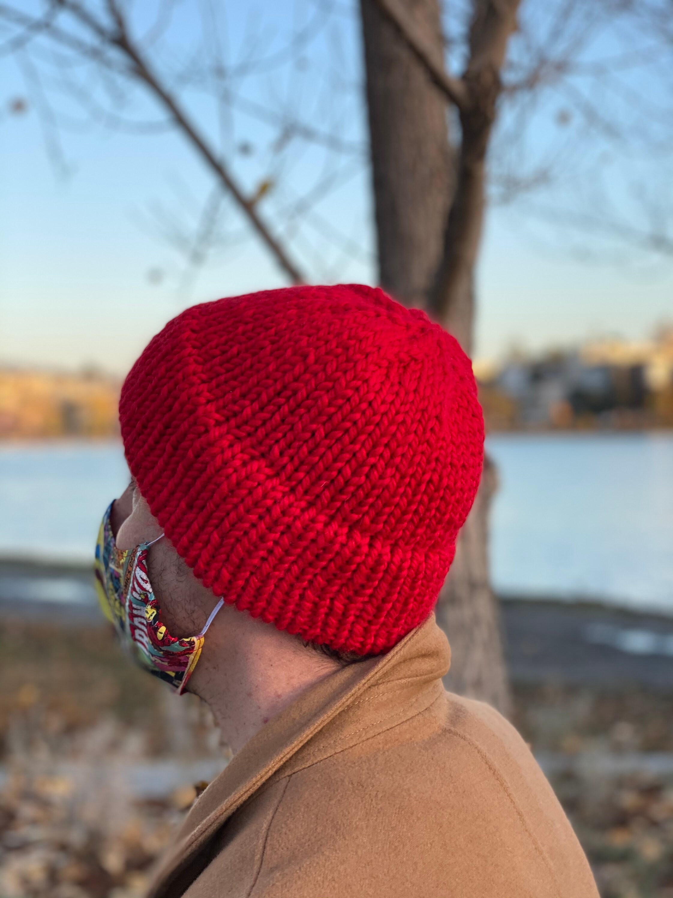 Bright Red Beanie - Etsy
