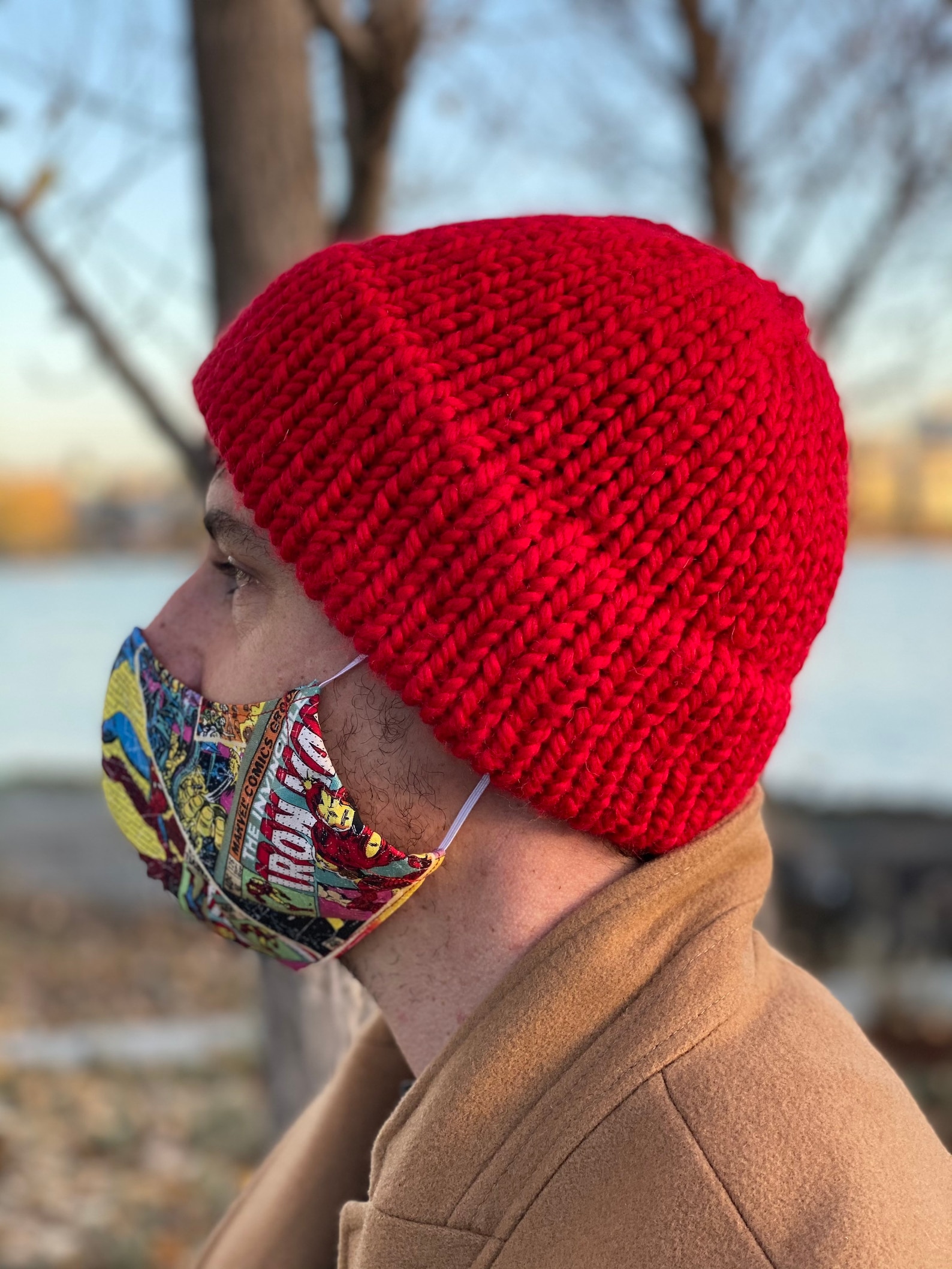 Bright Red Beanie - Etsy