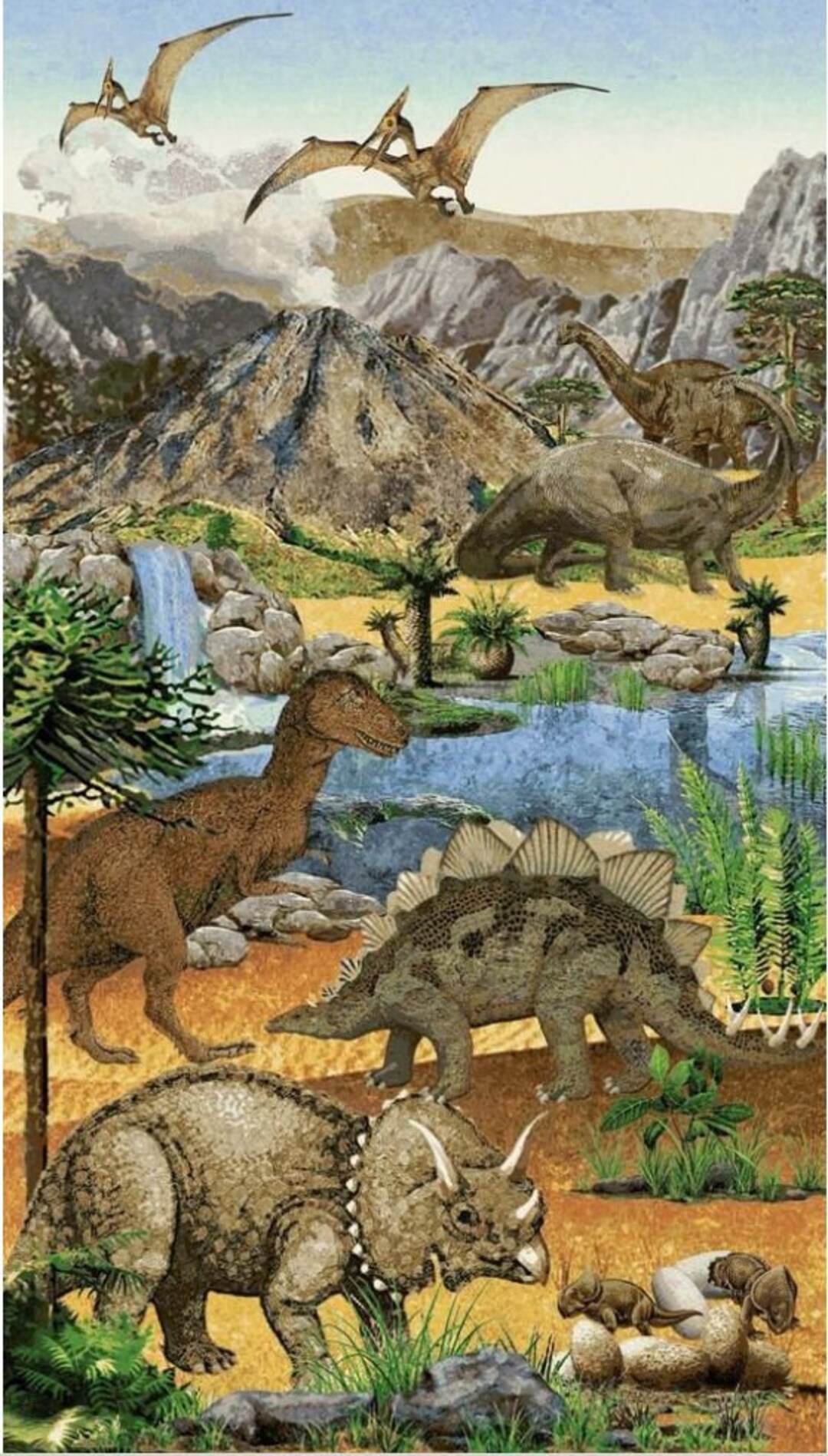 Northcott Prehistoric Fabric Panel 1 30 - Etsy