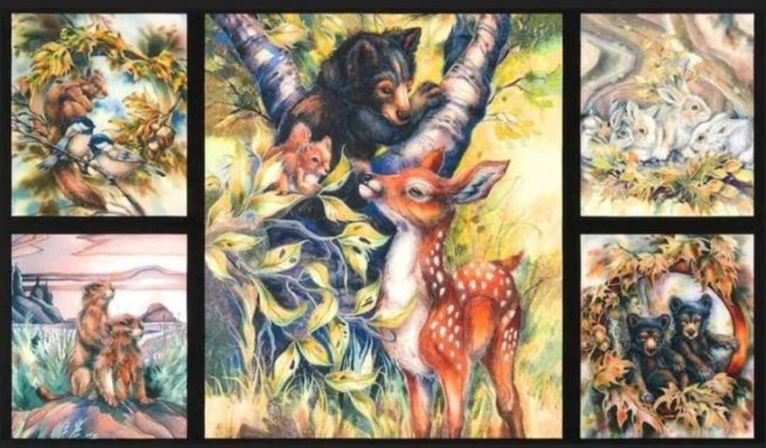 North American Wildlife Forest Fabric Panel 30 - Etsy