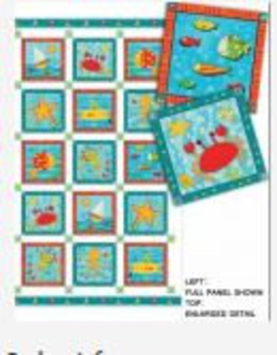 Gone Fishing Fabric Panel Teal 13 - Etsy