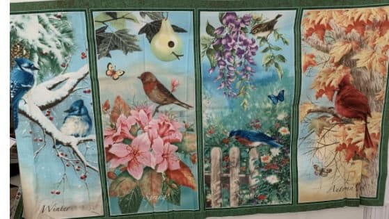 Songbirds of the Season Fabric Panel Bluebird Jay Cardinal Giordano 4 ...