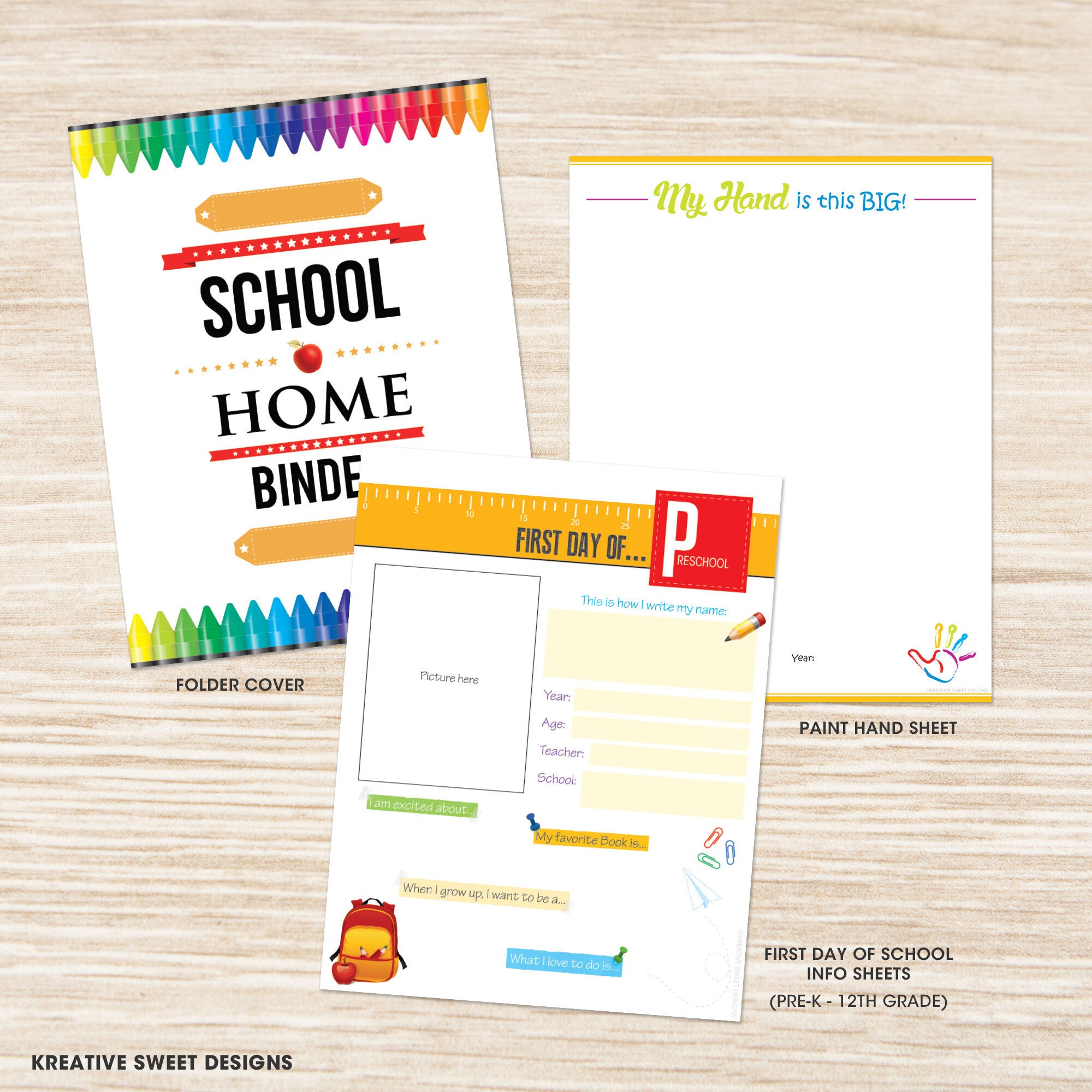 Printable First Day of School Memory Book Folder Pages : 8.5x11 Digital ...