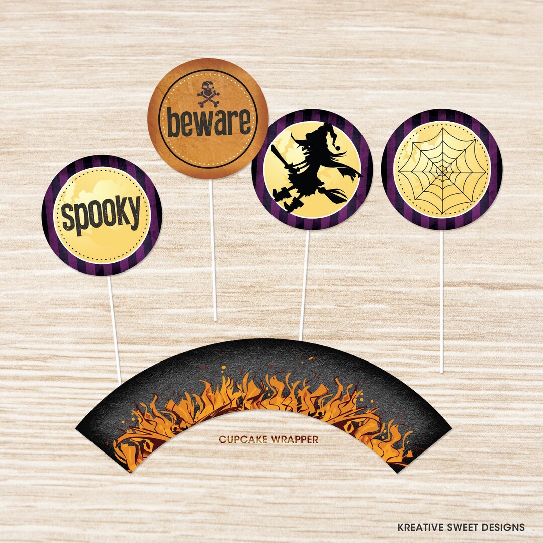 Digital: Wicked Halloween Cupcake Toppers and Wrapper / Instant ...