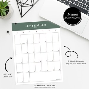 School Year Calendar Printable July 2024 June 2025 / Digital /portrait ...