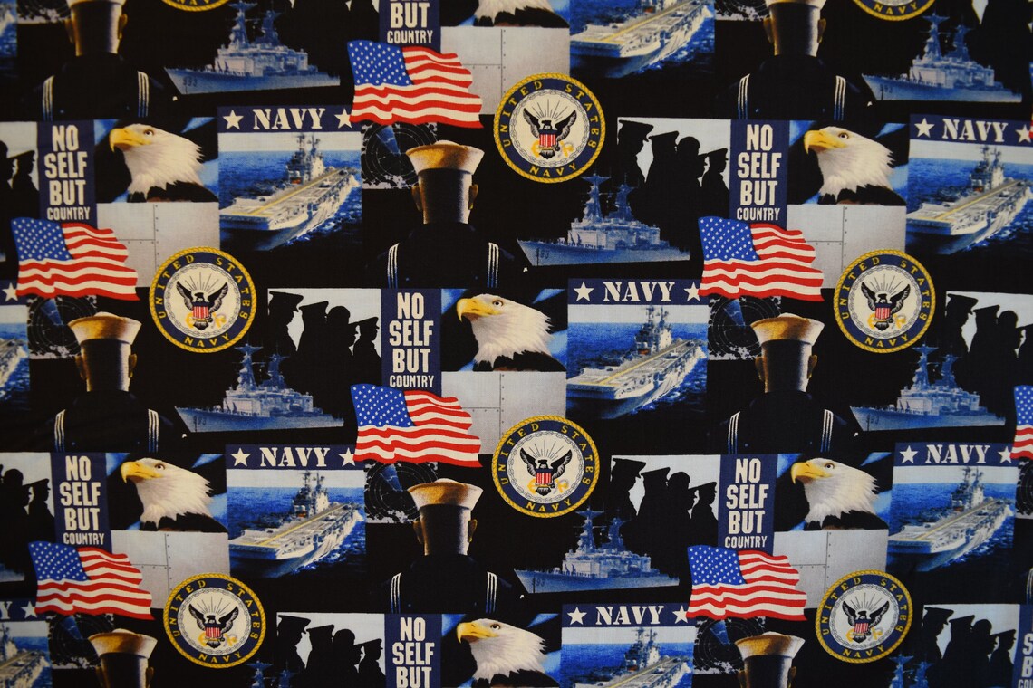 Navy Military Prints by Sykel Enterprises. Fabric by the Yard #2238 - Etsy