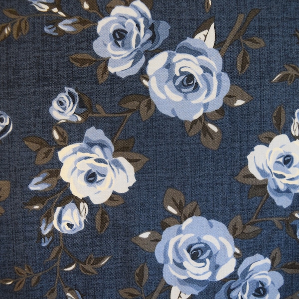 Blue Roses Fabric - Etsy