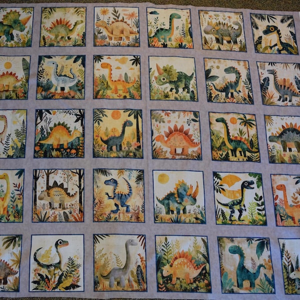 Dinosaur Quilt Panel - Etsy