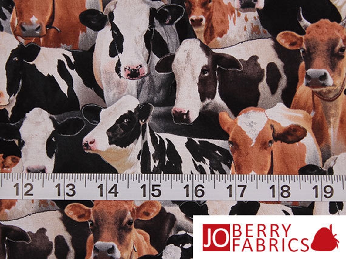Cows Fabric Packed Cows by Elizabeth Studio Quilt or Craft | Etsy