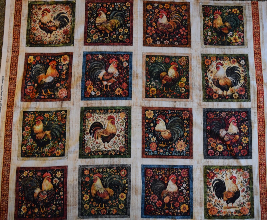Rule the Roost Chicken Panel by Quilting Treasures. Panel #3125 - Etsy UK