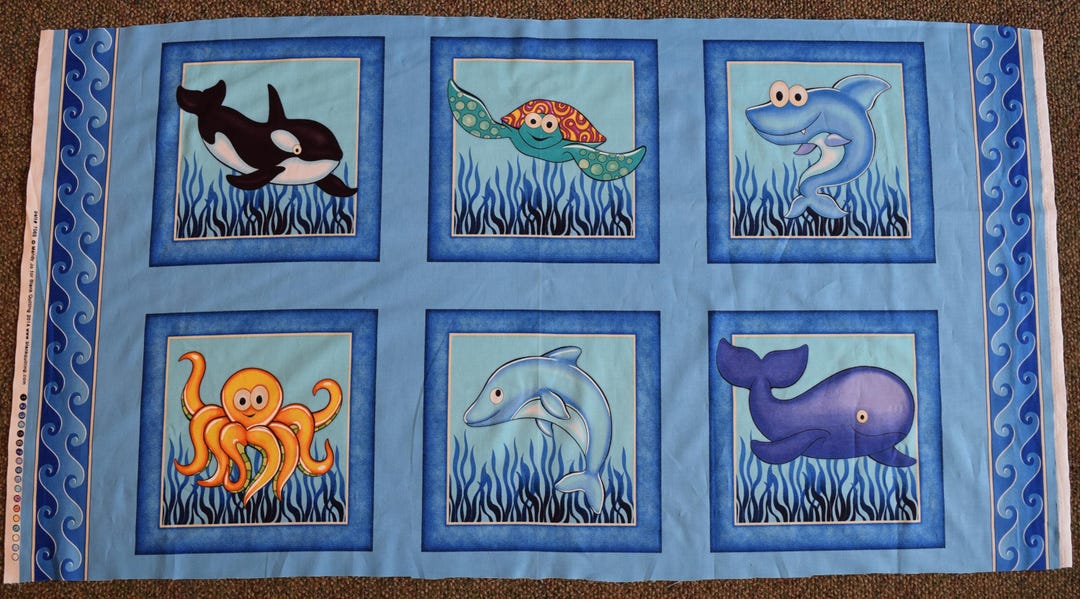Sea Creatures Panel From Under the Sea by Mandy Jo for Blank Quilting ...