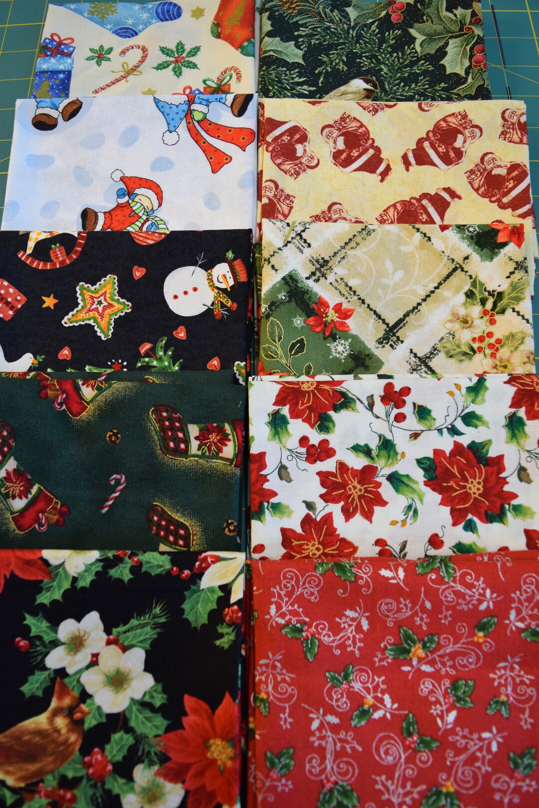 10 Assorted Christmas Prints in a Fat Quarter Bundle by Various Vendors ...