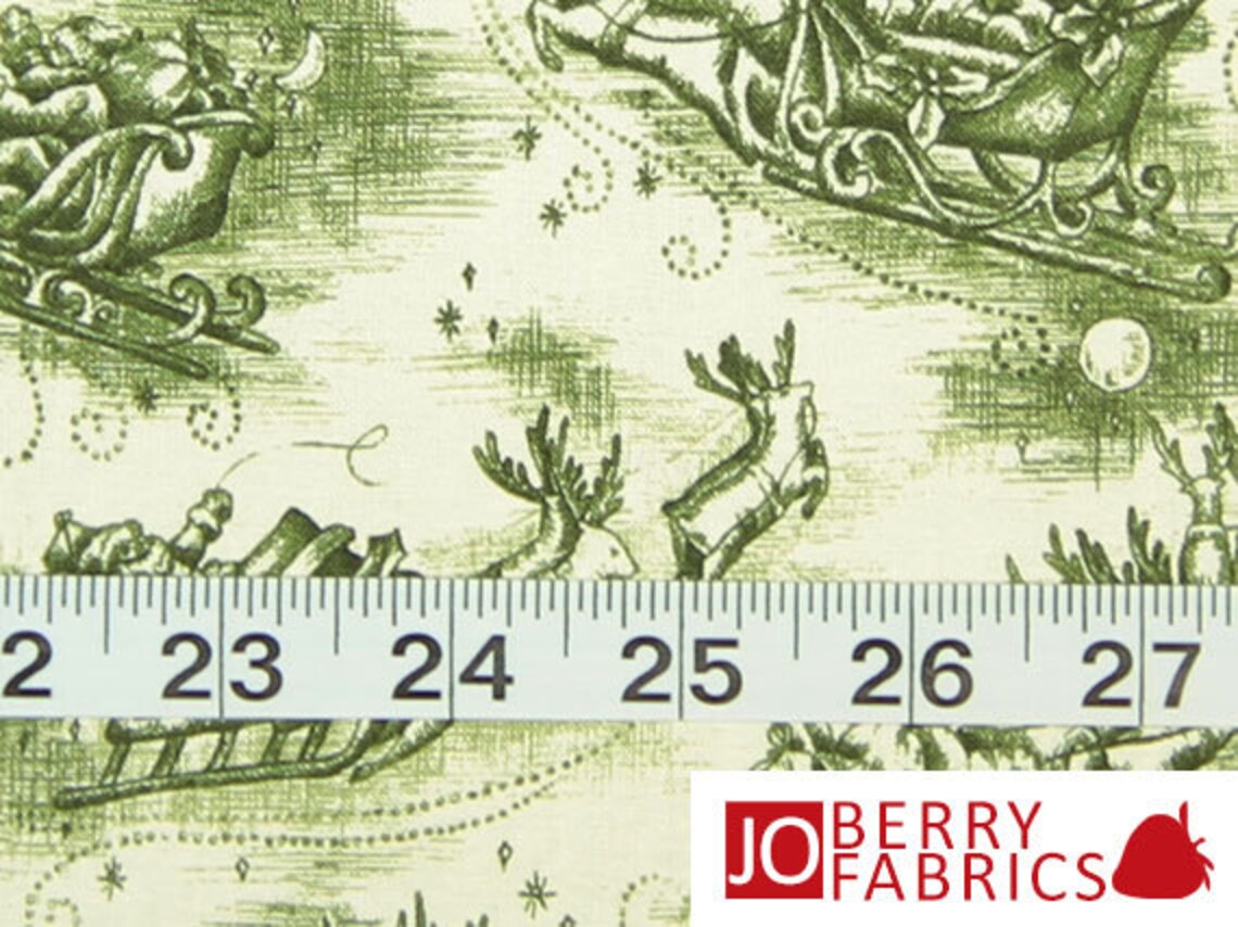 Christmas Toile Fabric Season's Greetings by Fabri-Quilt | Etsy