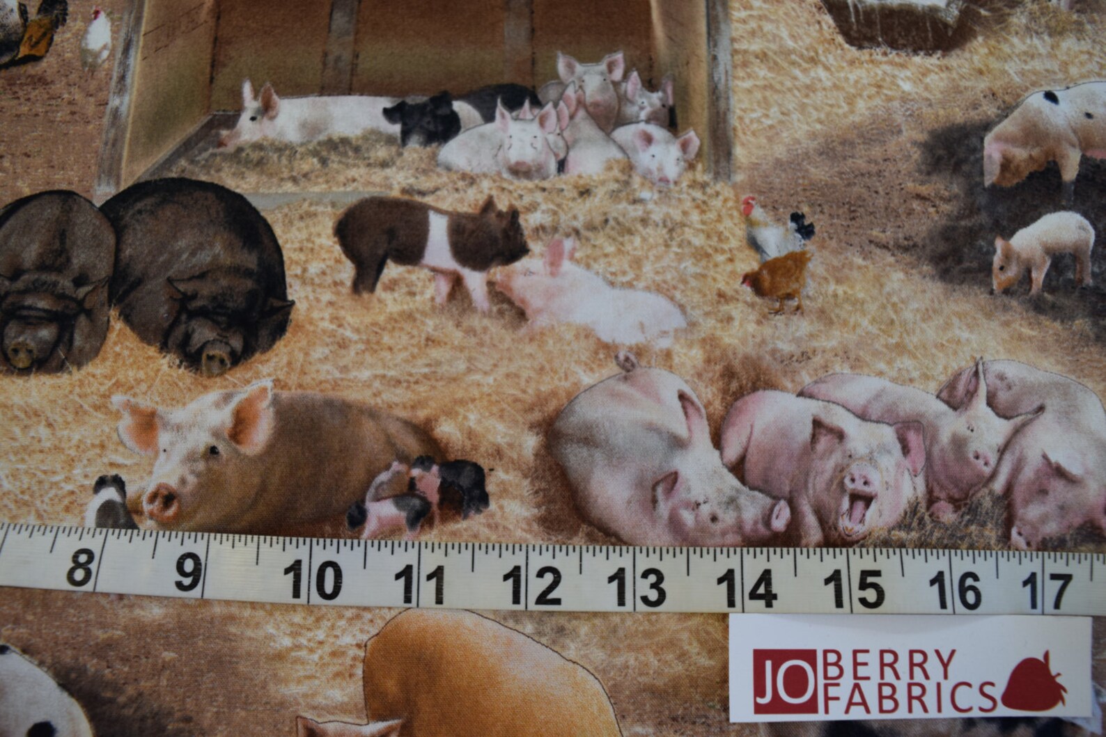 Pig Fabric Farm Pig Animals by Elizabeth Studio Quilt or | Etsy