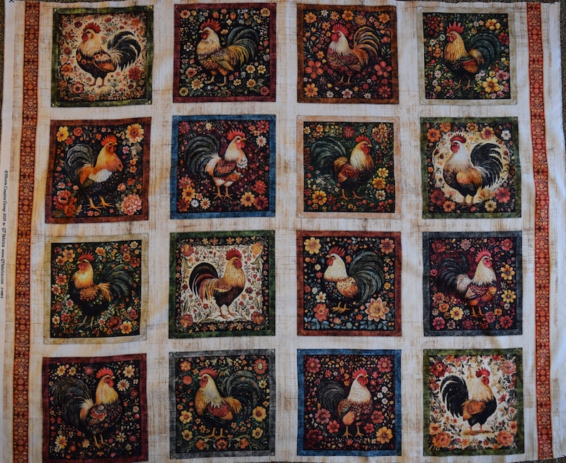 Rule the Roost Chicken Panel by Quilting Treasures. Panel #3125 - Etsy UK