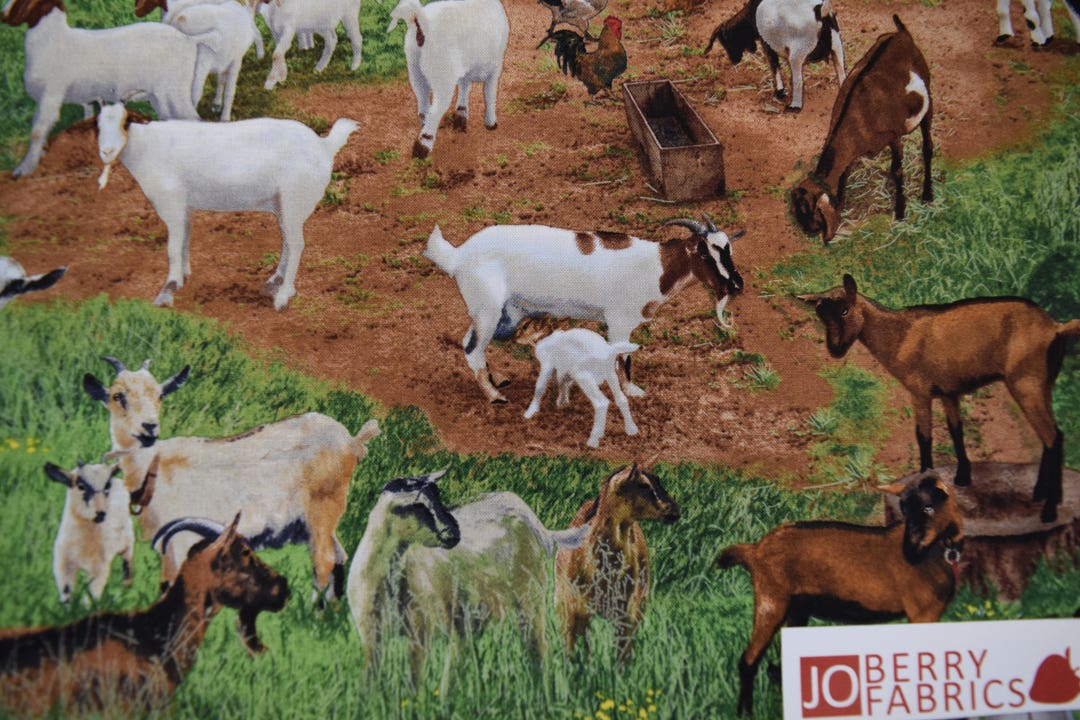 Goats From the Farm Animal Collection by Elizabeth Studio. Fabric by ...