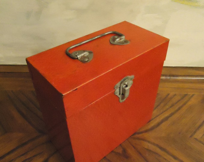 Vintage Red Metal Record 45's Carrying Case Tote Box . With 45's - Etsy