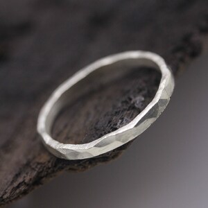 Square Profile Handmade Silver Ring With Hammered Faceted Outer Surface ...