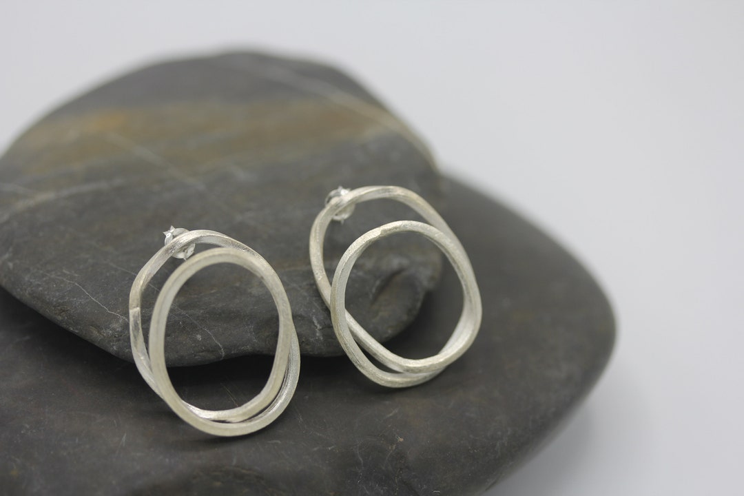 Handmade Double Infinity Loop Silver Wire scribbles Earrings E0199 - Etsy