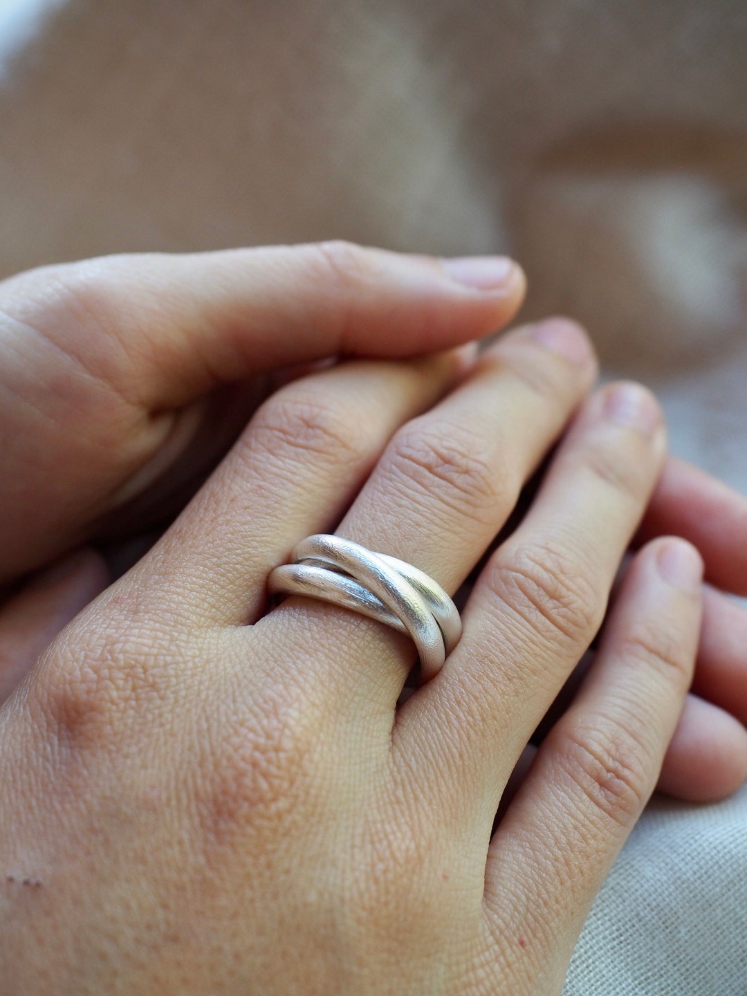 Handmade 3 Intertwined Rings in Silver Wire With Half-round Profile ...