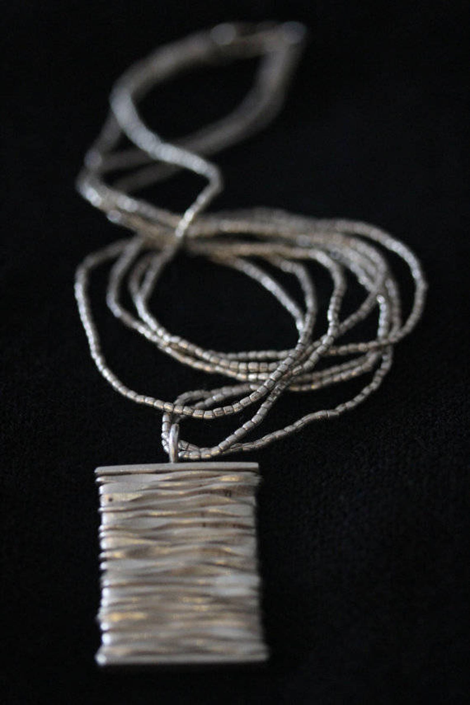 Silver Wire Pendant on a Silver Beads Necklace (N0028) - Etsy Canada