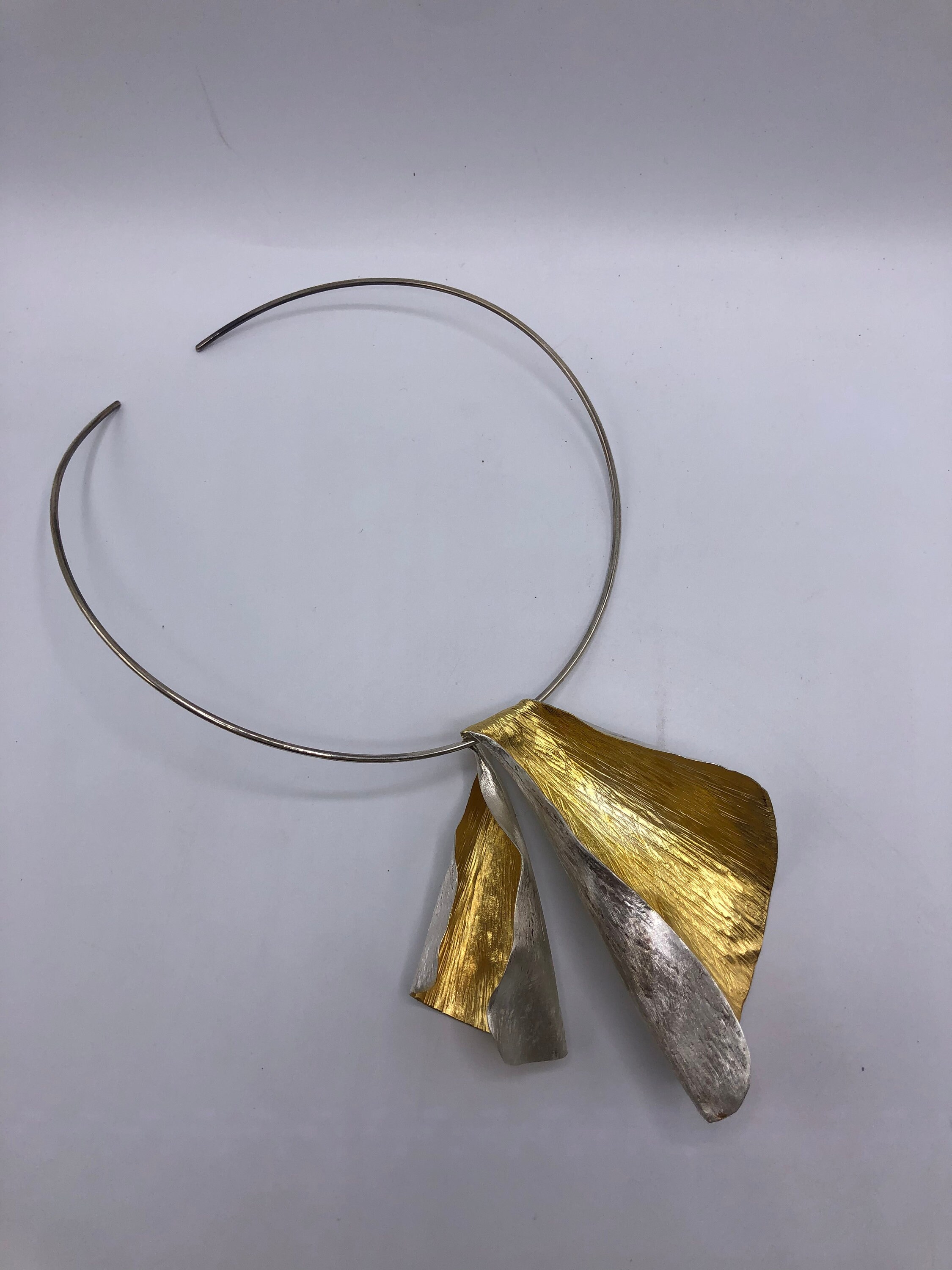 Gold Coated Folded Leaves Collar Necklace N0123 - Etsy UK