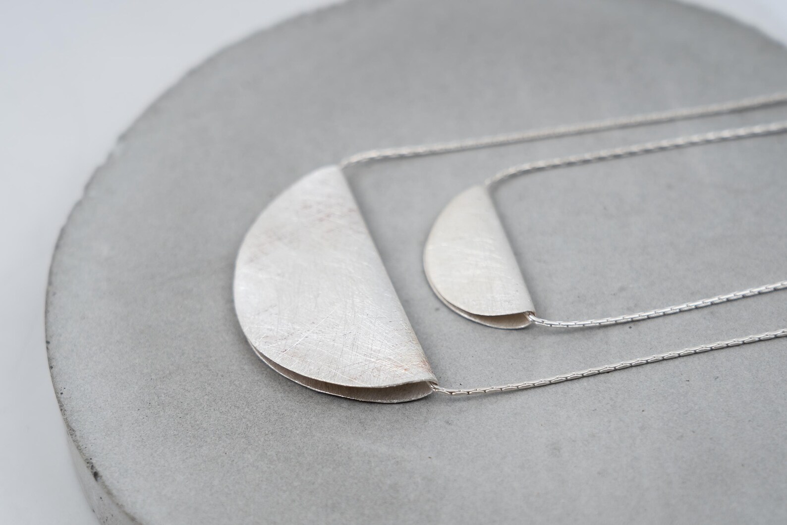 Double Strand Silver Half-moon Pendants Long Necklace (STN0016) - Etsy