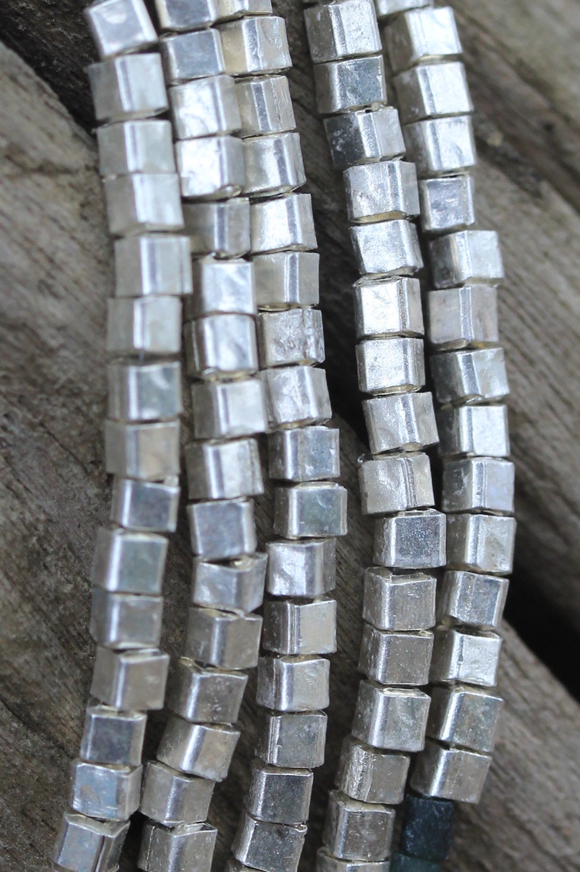 Silver Cube Beads Bracelet With Adjustable Chain B0073 - Etsy