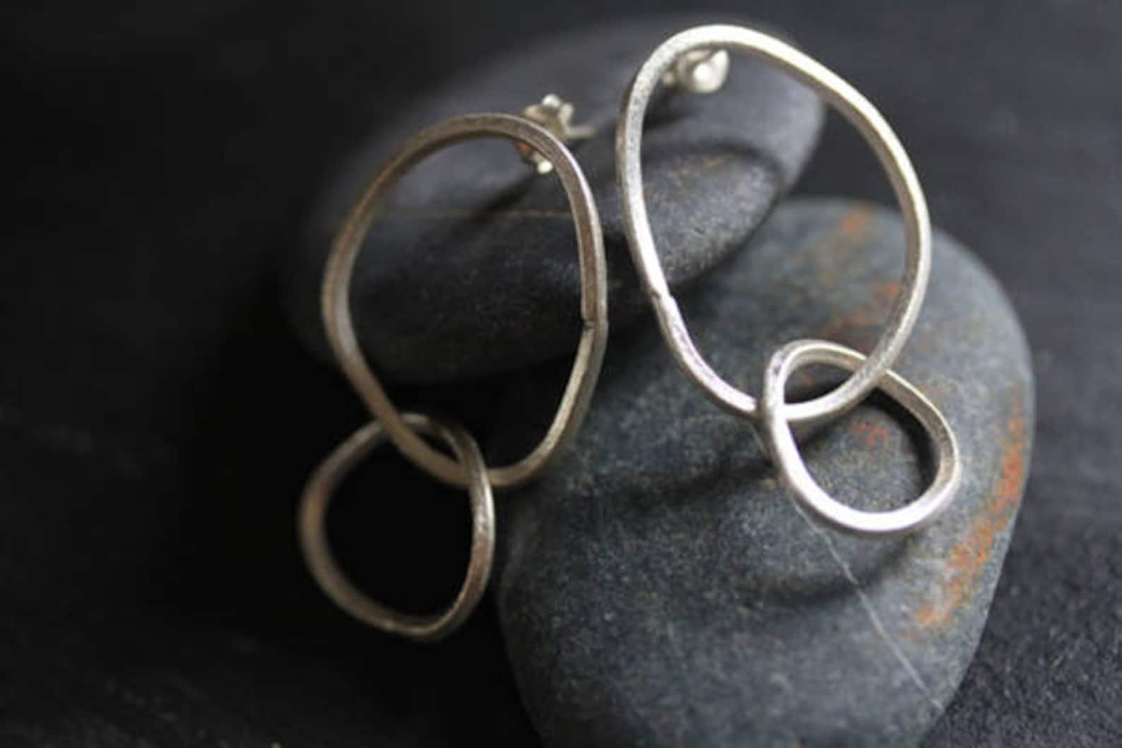 Handmade Silver Interlocked Oval Loops Earrings E0167 - Etsy