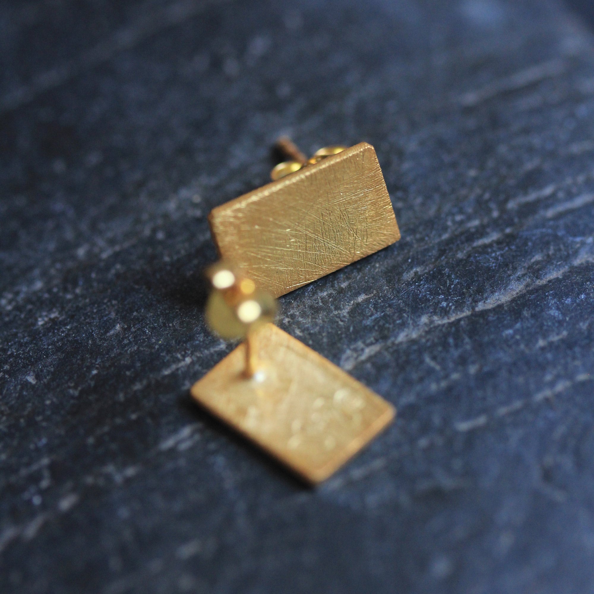 Handmade Flat Rectangle Stud Earring With Scratched Texture in - Etsy ...