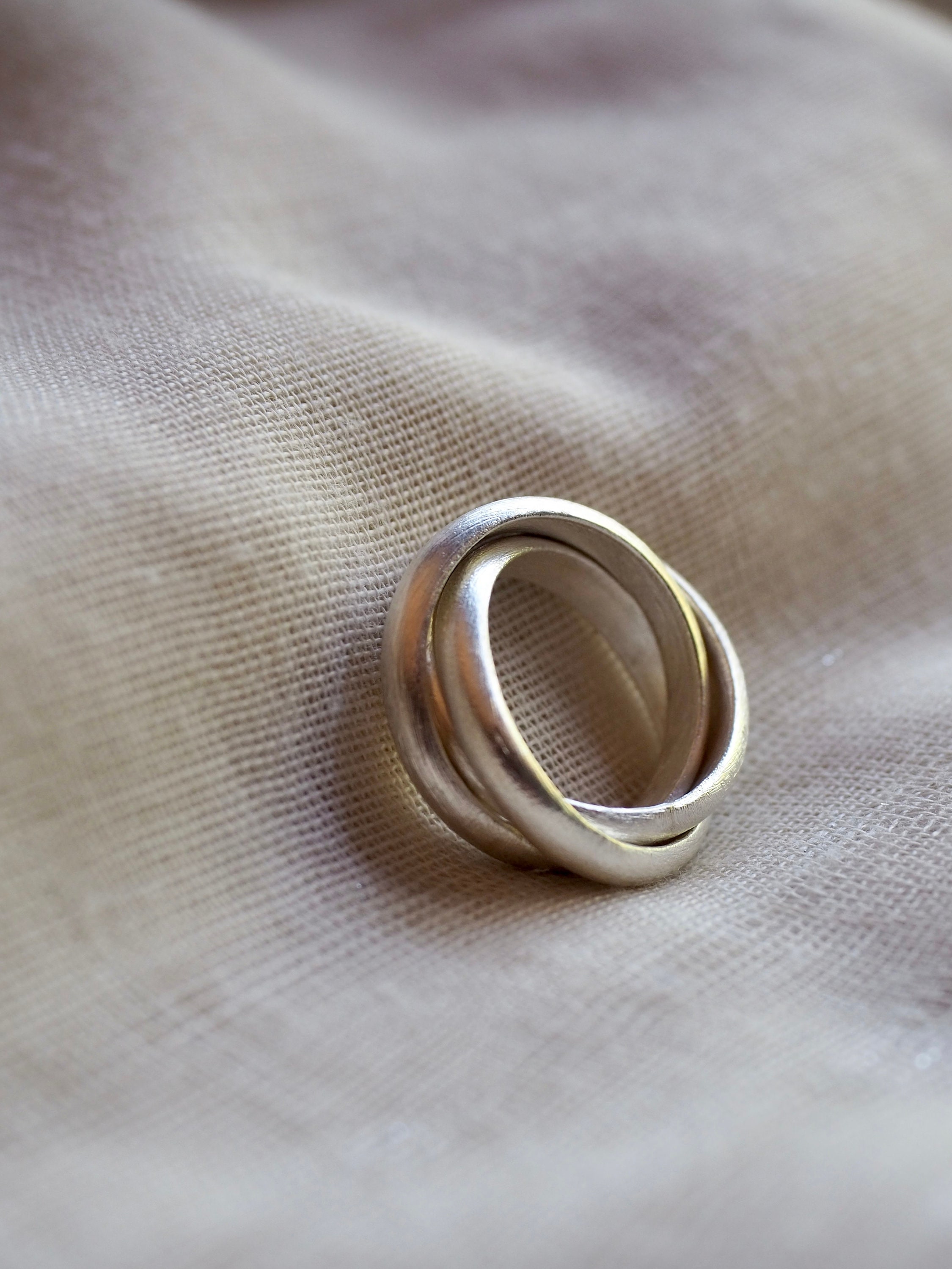 Handmade 3 Intertwined Rings in Silver Wire With Half-round Profile ...