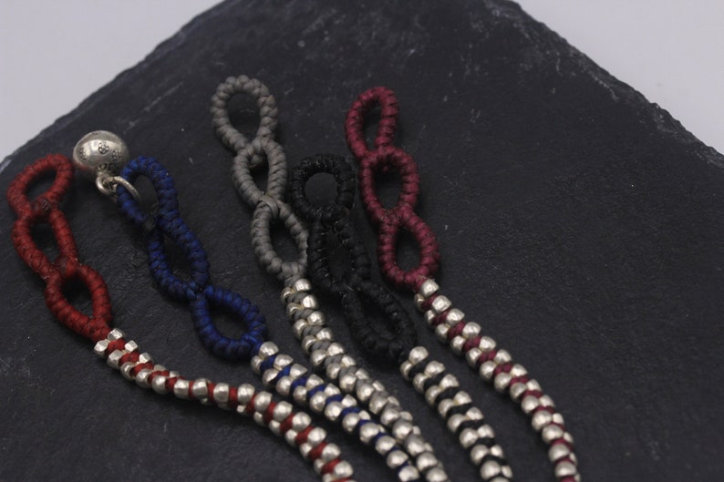 Silver Beads and Cotton Cord Adjustable Unisex Bracelet in - Etsy